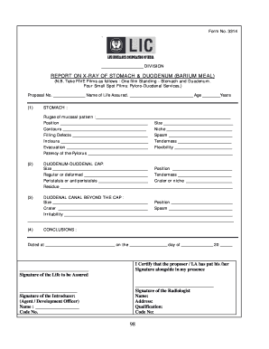 Fillable Online REPORT ON X-RAY OF STOMACH amp DUODENUM BARIUM MEAL Fax ...