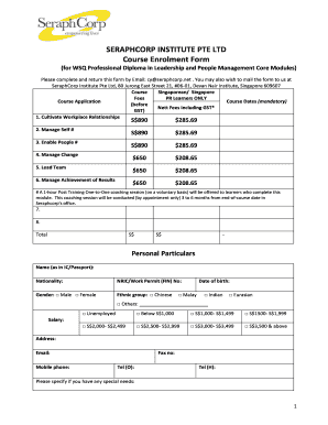 Fillable Online seraphcorp SERAPHCORP INSTITUTE PTE LTD Course Enrolment Form (for WSQ ...