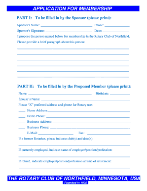 Fillable Online northfieldrotary To download a Rotary membership application - The Rotary Club ...