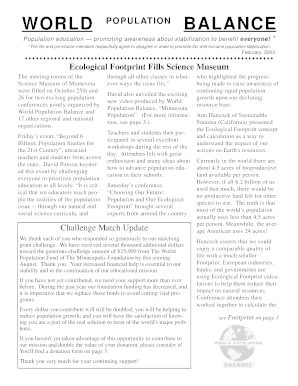 Fillable Online WORLD POPULATION BALANCE Fax Email Print - pdfFiller