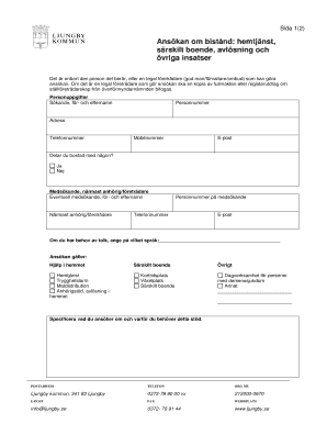 Fillable Online etjanst ljungby Ans kan om hemtj nst och s rskilt boende - E-tj nster och ...