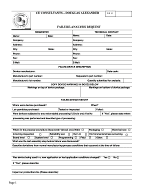 Fillable Online Digeo Failure Analysis Form - componentsengineeringcom ...