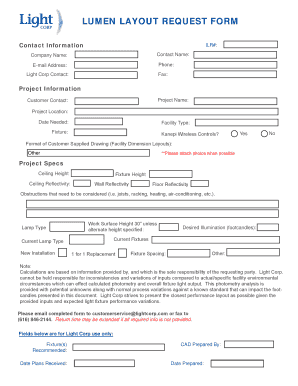 Fillable Online LUMEN LAYOUT REQUEST FORM - Light Corp Fax Email Print ...