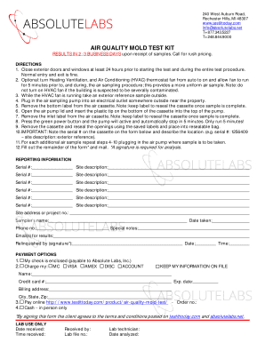 Fillable Online AIR QUALITY MOLD TEST KIT - Test It Today Fax Email ...