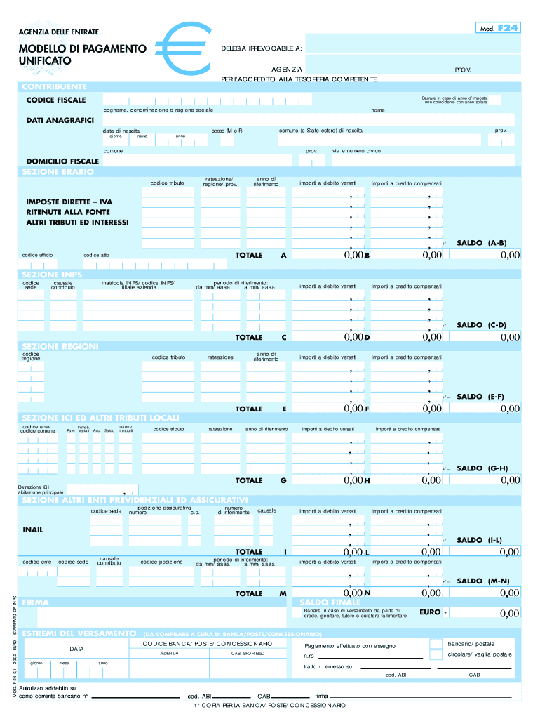 Compilabile Online comune carbonate co AGENZIA DELLE ENTRATE MODELLO DI PAGAMENTO UNIFICATO F24 ...