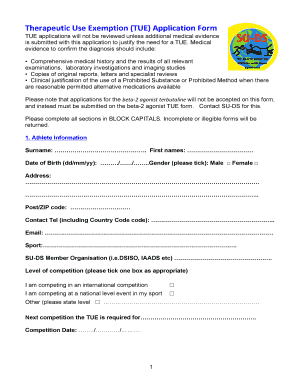 Fillable Online BSUb-bDSb Therapeutic Use Exemption Form Fax Email Print - pdfFiller