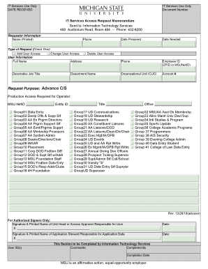 Fillable Online aissecuritycontact ais msu Request Purpose Advance CS ...