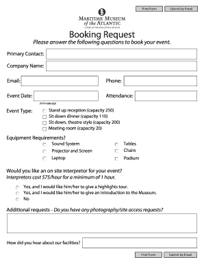 Fillable Online maritimemuseum novascotia Booking Request - Maritime ...