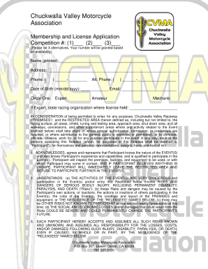 Fillable Online Chuckwalla Valley Motorcycle Association Membership and ...