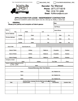 Fillable Online DRIVER APPLICATION FOR EMPLOYMENT I GENERAL Please print Fax Email Print - pdfFiller