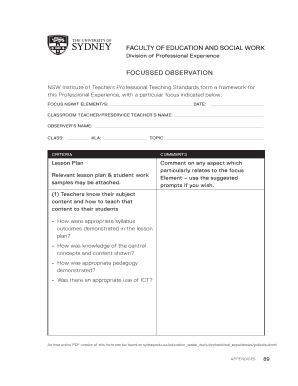 Fillable Online sydney edu Focused observation form Fax Email Print ...