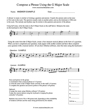 Fillable Online Compose a Phrase - Answer Example Sheet - Music Tech ...