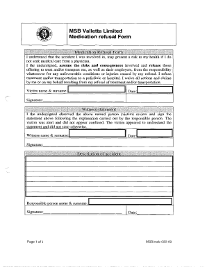 Fillable Online MSB Valletta Limited Medication refusal Form - vgtcommt ...
