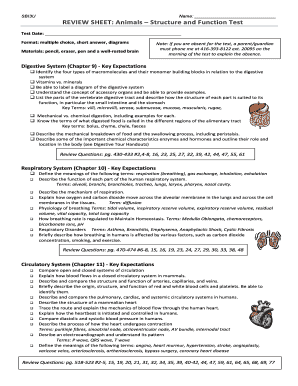 Fillable Online sciencemania SBI3U Name REVIEWSHEETAnimalsStructureand ...