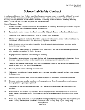 Fillable Online Joel E Ferris High School Mr Daisley Science Lab Safety ...