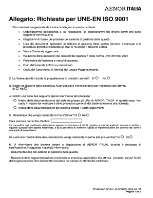 Compilabile Online Allegato Richiesta per UNE-EN ISO 9001 Fax Email ...