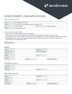 Fillable Online DEVELOPMENT LOAN APPLICATION - LendInvest Fax Email ...
