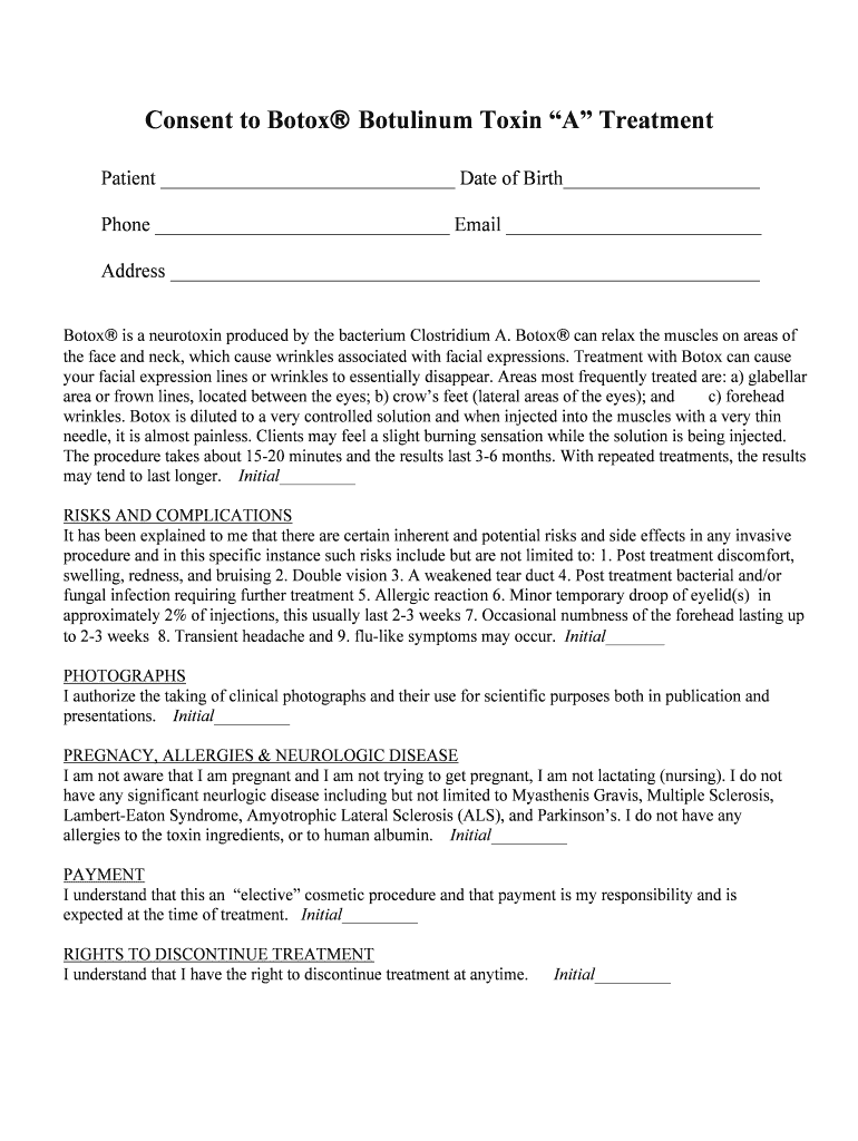 Fillable Online Botox forms authorizations for website Fax Email Print ...