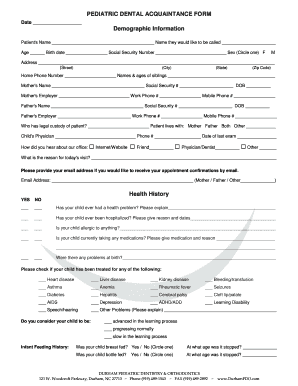 Fillable Online DENTAL ACQUAINTANCE FORM Fax Email Print - pdfFiller