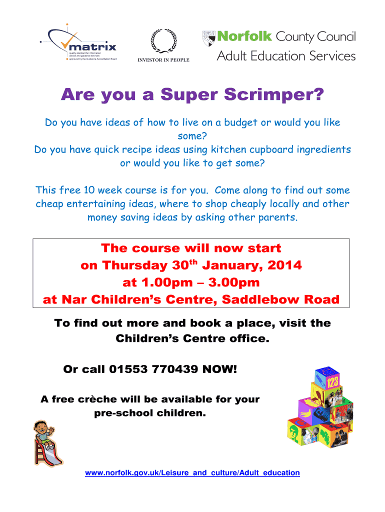 Fillable Online narscc co Are you a Super Scrimper? - Nar & St Clements ...