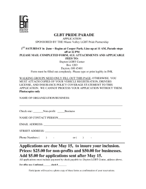 Fillable Online daytonlgbtcenter GLBT PRIDE PARADE APPLICATION ...
