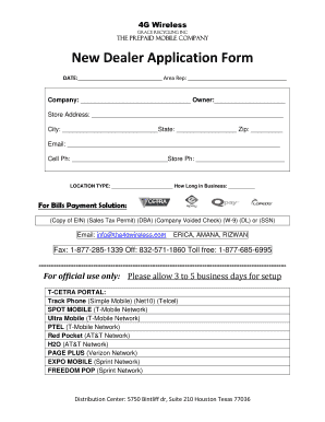 Fillable Online THE PREPAID MOBILE COMPANY New Dealer Application Form ...