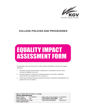 Fillable Online kgv ac COLLEGE POLICIES AND PROCEDURES EQUALITY IMPACT ...