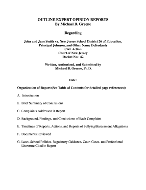 Fillable Online OUTLINE EXPERT OPINION REPORTS Fax Email Print - pdfFiller