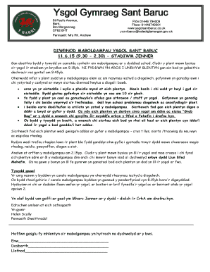 Fillable Online ysgolsantbaruc co DIWRNOD MABOLGAMPAU YSGOL SANT BARUC ...