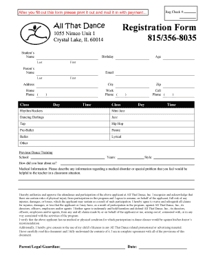 Fillable Online All That Dance Registration Form Fax Email Print ...