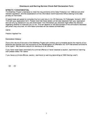 Fillable Online matthewproject Disclosure and Barring Service Check ...