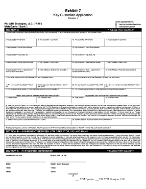 Fillable Online Exhibit 7 Key Custodian Application - bTellerEXPRESSb ...