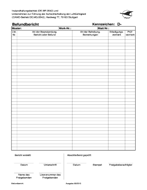 Ausfüllbar Online bwlv Befundbericht Kennzeichen D- Fax Email Drucken ...