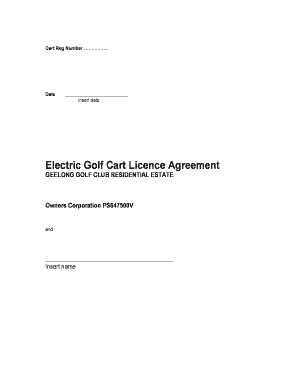 Fillable Online Electric Golf Cart Licence Agreement - Geelong Golf ...