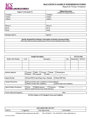 Fillable Online BALLISTICS SAMPLE SUBMISSION FORM Request for Testing ...