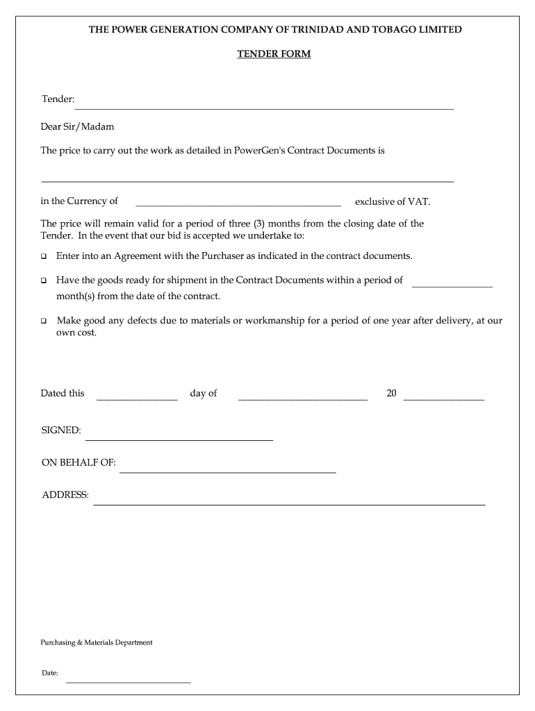 Fillable Online tenders powergen co THE POWER GENERATION COMPANY OF ...