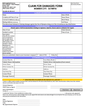 Fillable Online PO Box 1967 CLAIM FOR DAMAGES FORM Office 360 753-8451 ...
