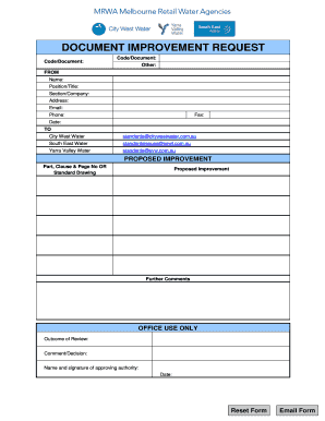Fillable Online Document Change Request Form - MRWA Fax Email Print - pdfFiller
