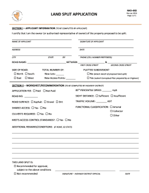 Fillable Online 003 - Land Split Application - nampahighway1 Fax Email ...