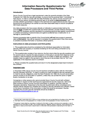 Fillable Online Information Security Questionnaire for Data Processors ...