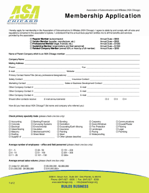 Fillable Online Membership Application - ASA Chicago Fax Email Print ...