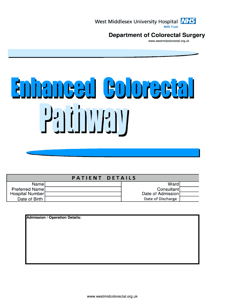 Fillable Online jjs me WMUH Enhanced Recovery Programme Pathway - Home ...