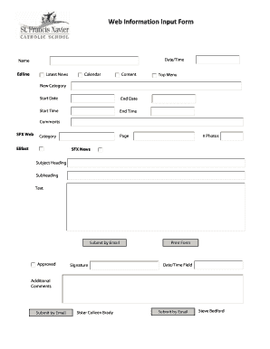 Fillable Online Web Information Input Form - bsfxfamiliesbbcomb Fax ...