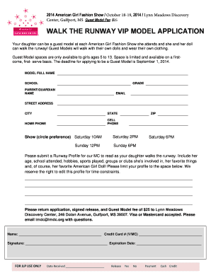 Fillable Online lmdc WALK THE RUNWAY VIP MODEL APPLICATION Fax Email ...