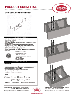 Fillable Online Core Lock Rebar Positioner Email Form Print Form M ...