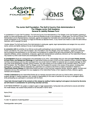 Fillable Online The Junior Golf Foundation The Golf amp Country Club Fax Email Print - pdfFiller