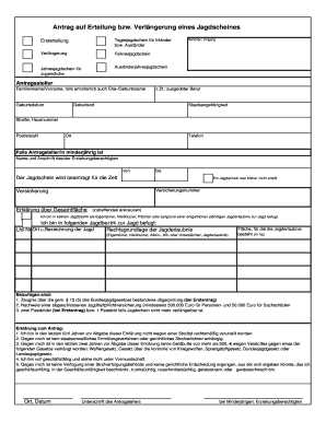 Ausfüllbar Online Antrag auf Erteilung bzw Verlngerung eines Jagdscheines Fax Email Drucken ...