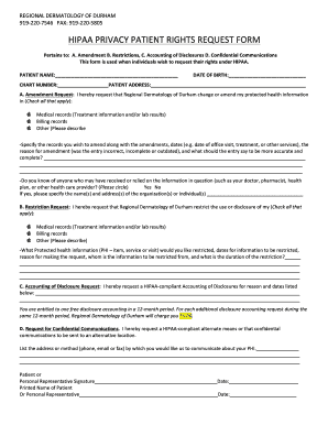 Fillable Online HIPAA Privacy Patient Rights Request form Fax Email ...
