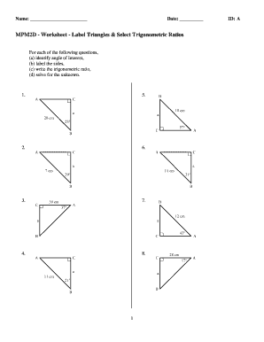 Fillable Online MPM2D - Worksheet - Label Triangles & Select ...
