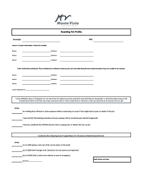 Fillable Online Boarding Pet Profile (pdf) Fax Email Print - pdfFiller